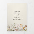 Boho Wildflower Beige All in One QR Code Wedding Tri-Fold Invitation ...