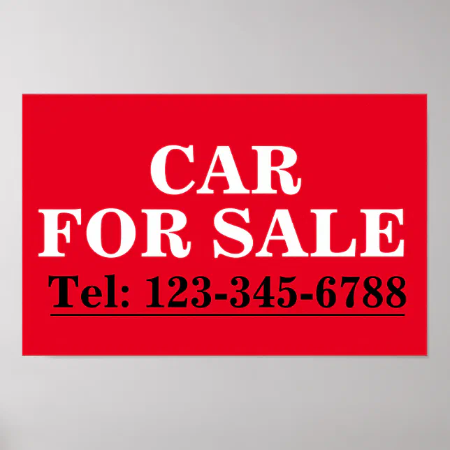 BOLD CAR FOR SALE SIGN modern sell your car poster | Zazzle