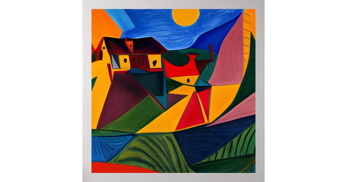 Bold sunset Picasso art Poster | Zazzle