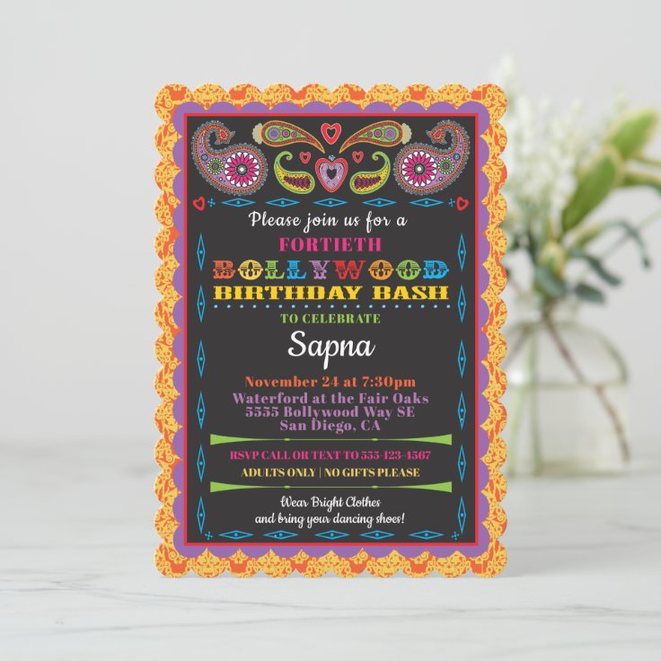 Bollywood Birthday Party Invitation | Zazzle