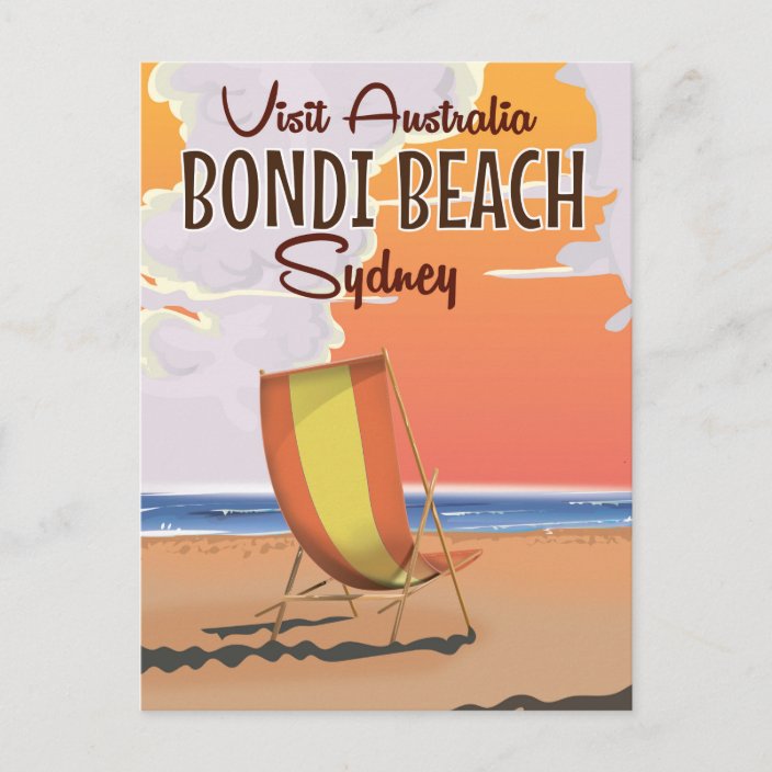 Bondi Beach Vintage Travel Poster Postcard Zazzle