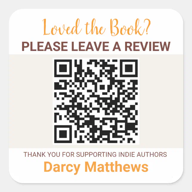 Book Review Request QR Code Indie Authors Minimal Square Sticker | Zazzle
