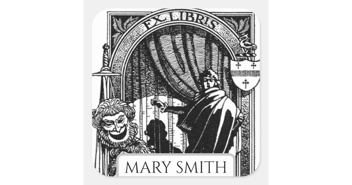 Bookplate, Personalised, Victorian Reproduction Sq Square Sticker | Zazzle