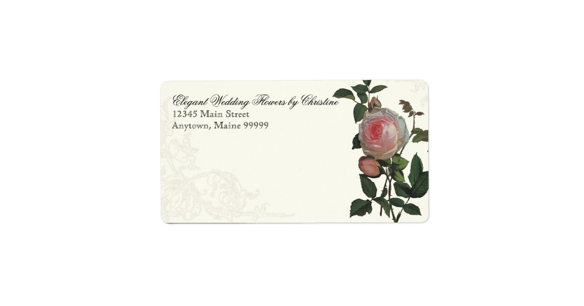 Botanical Pink Rose, Black - Return Address Labels | Zazzle