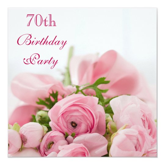 Bouquet Of Pink Roses 70th Birthday Invitation | Zazzle.com.au