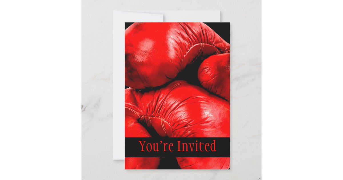 Boxing Gloves Boxer Grunge Style Invitation | Zazzle