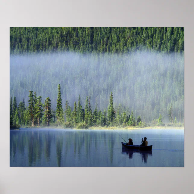 Boys fishing on Waterfowl Lake, Banff National Poster | Zazzle