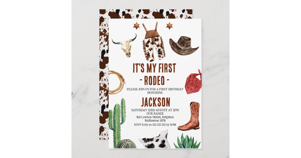 Boys My First Rodeo Cowboy 1st Birthday Invitation | Zazzle