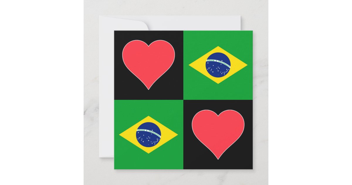 Brazil Flag Heart Patriotic Brazilian Greeting Card | Zazzle