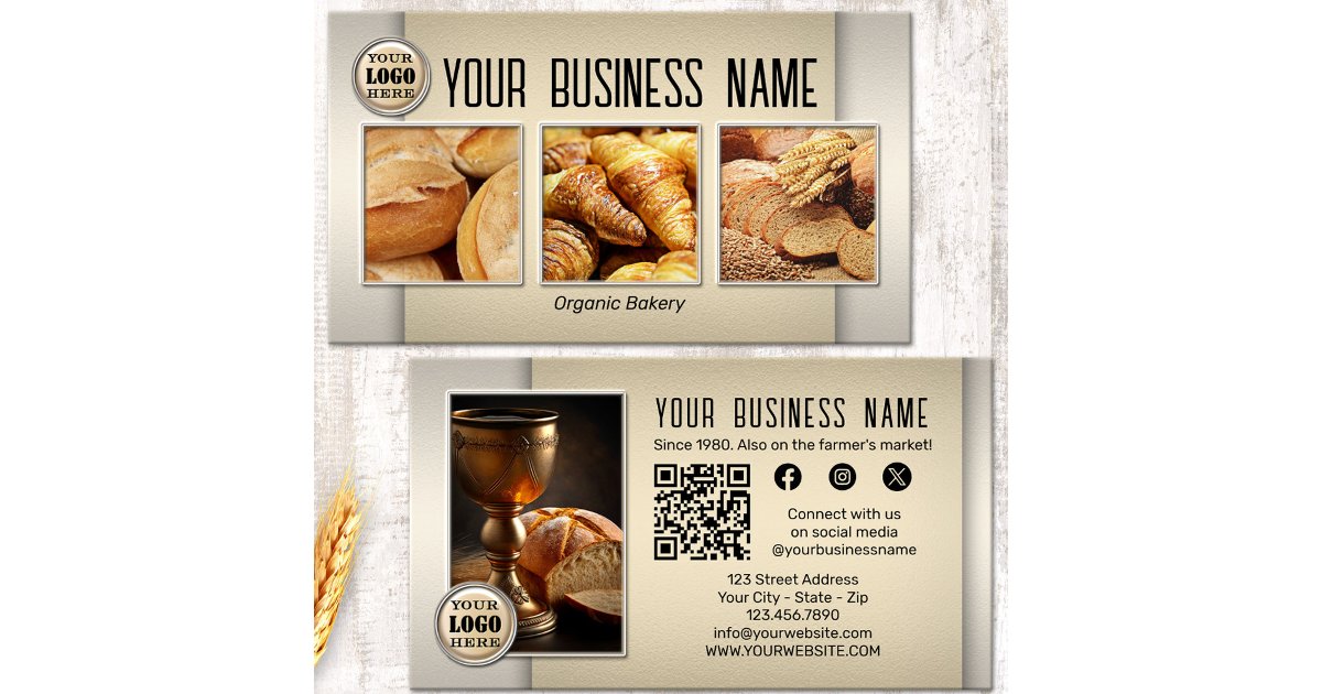 Bread Bakery QR Code Photo Social Media Business Card | Zazzle