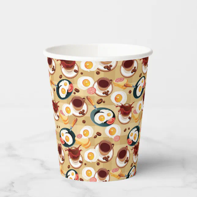 Breakfast Pattern 3 Paper Cups | Zazzle