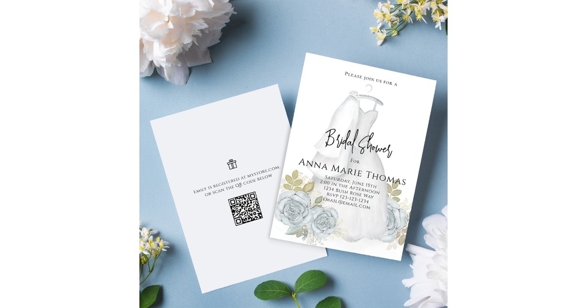Bridal Shower Elegant Calligraphy Script Dress Invitation | Zazzle