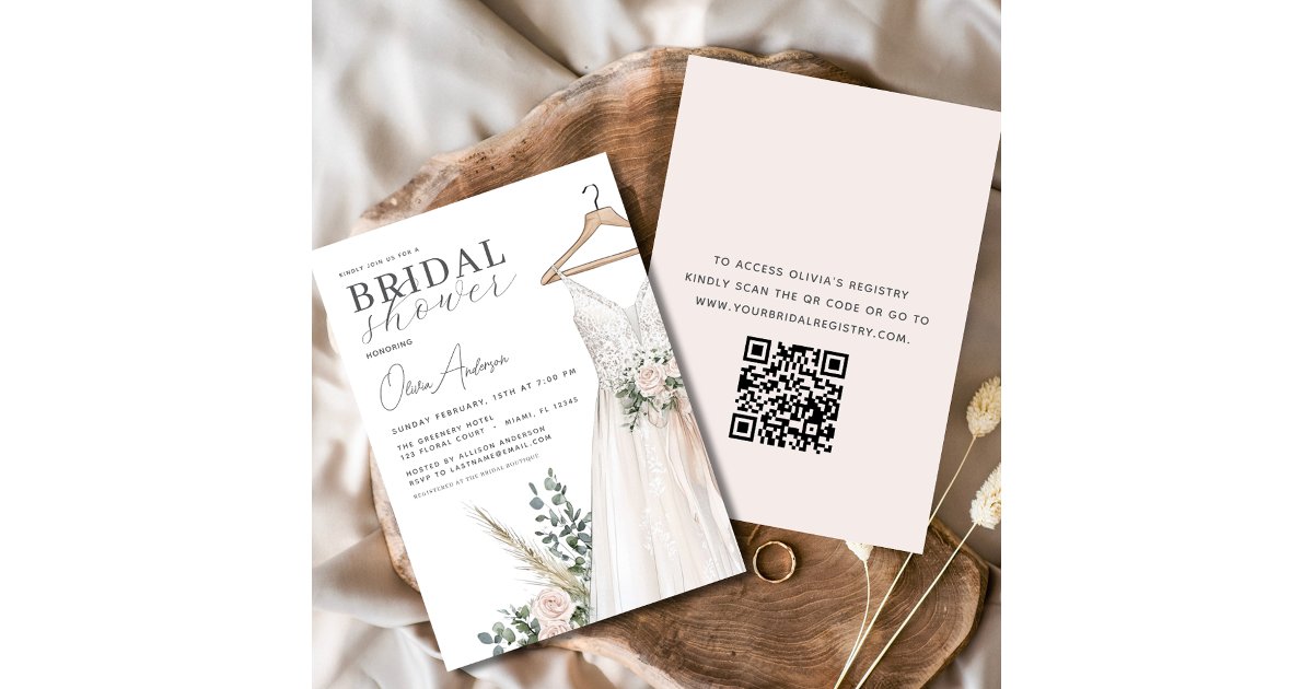 Bridal Shower QR Code Greenery Eucalyptus Invitation | Zazzle