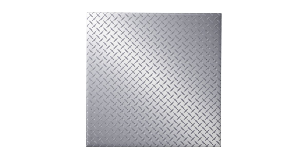 Bright Steel Diamond Plate Ceramic Tile | Zazzle