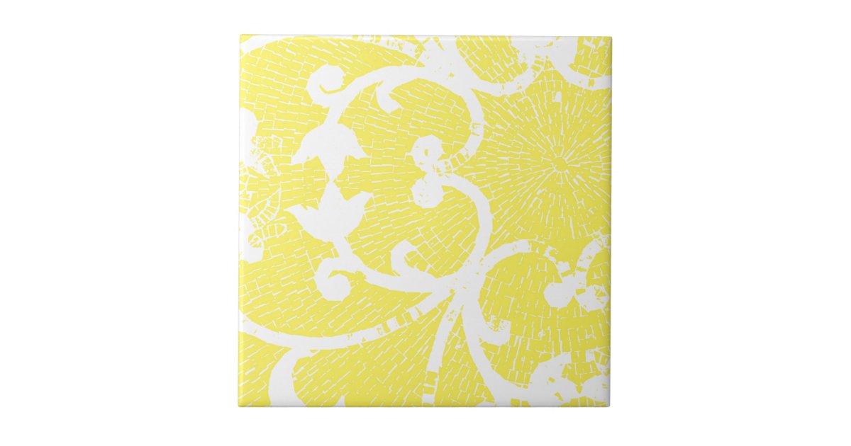 BRIGHT YELLOW MOSAIC CERAMIC TILE | Zazzle