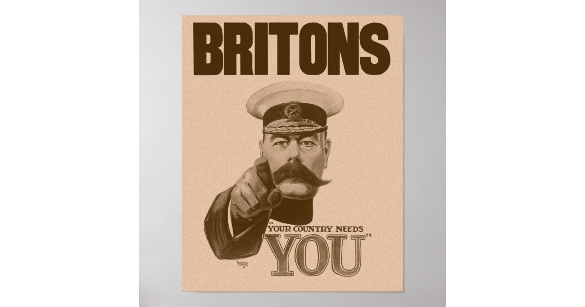 Britons Your Country Needs You - Lord Kitchener Poster | Zazzle