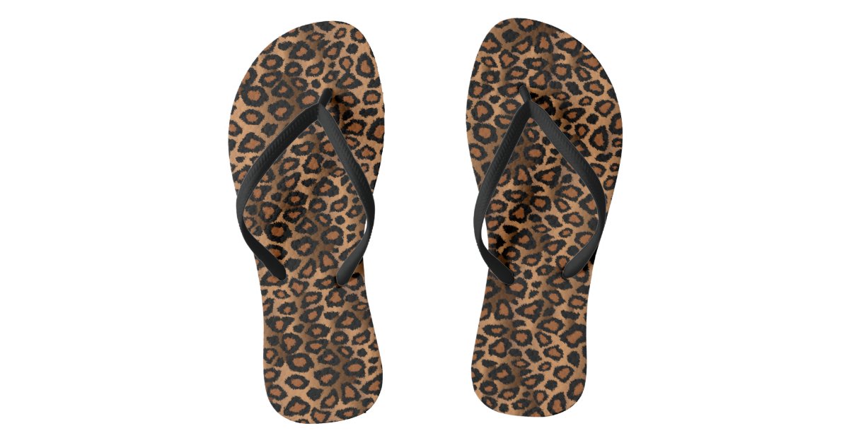 Brown Leopard Print Thongs | Zazzle