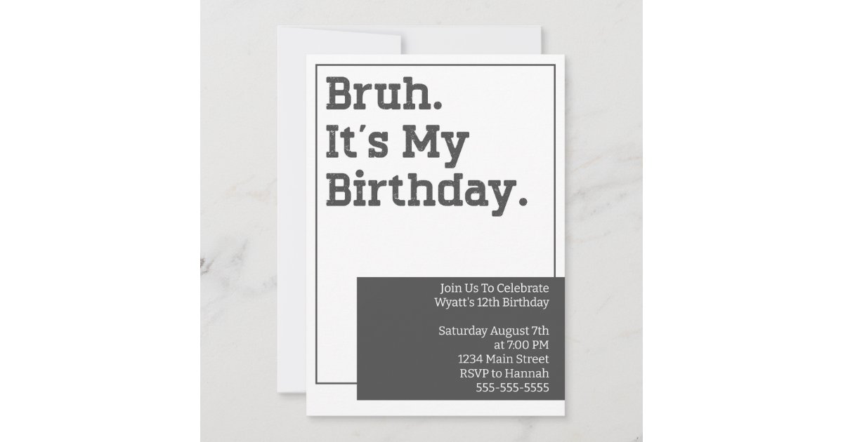 Bruh Birthday Party Invitation Invite Template | Zazzle