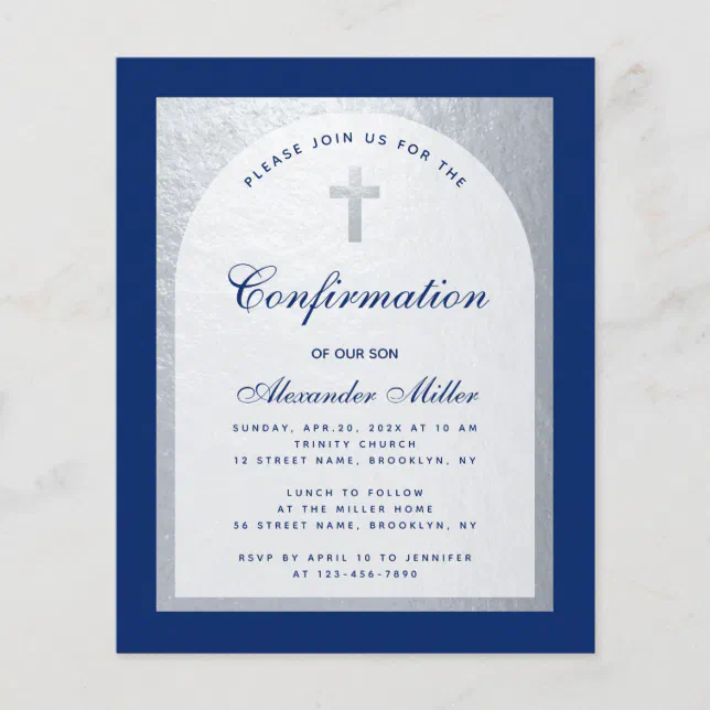 Budget Confirmation Royal Blue Silver Invitation | Zazzle