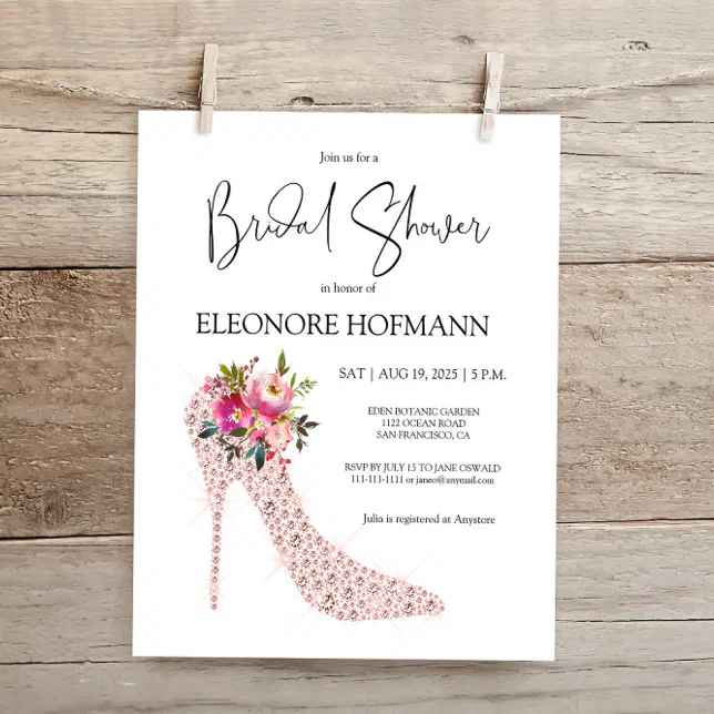 Budget Pink High Heels Bridal Shower Invitation | Zazzle