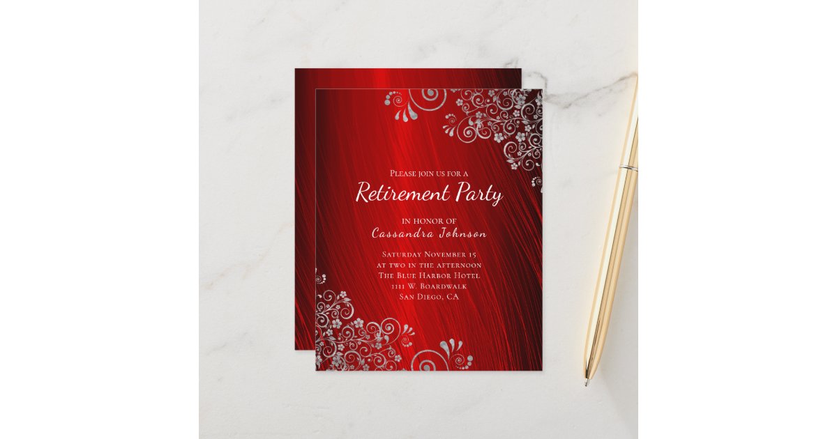 Budget Retirement Party Ruby Red Invitation | Zazzle