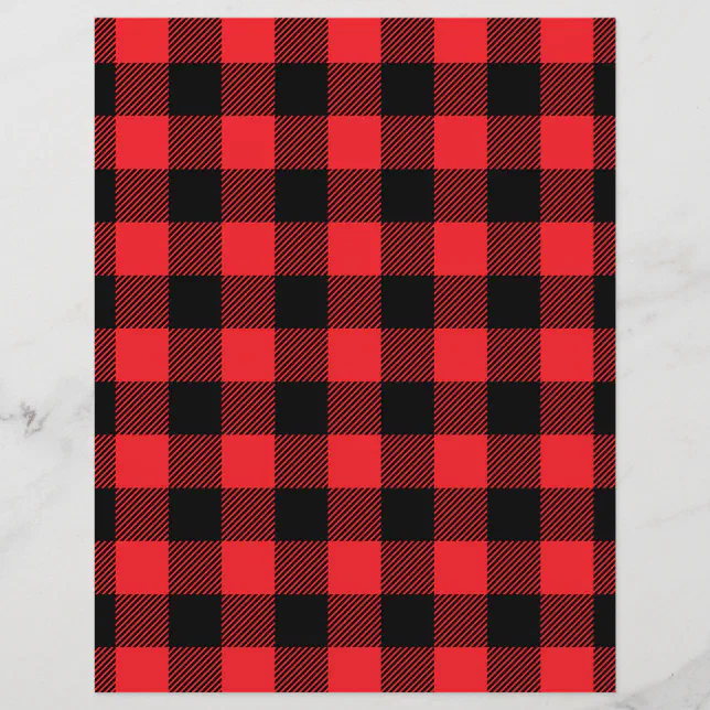 Buffalo Check Plaid Scrapbook Paper - Red & Black | Zazzle