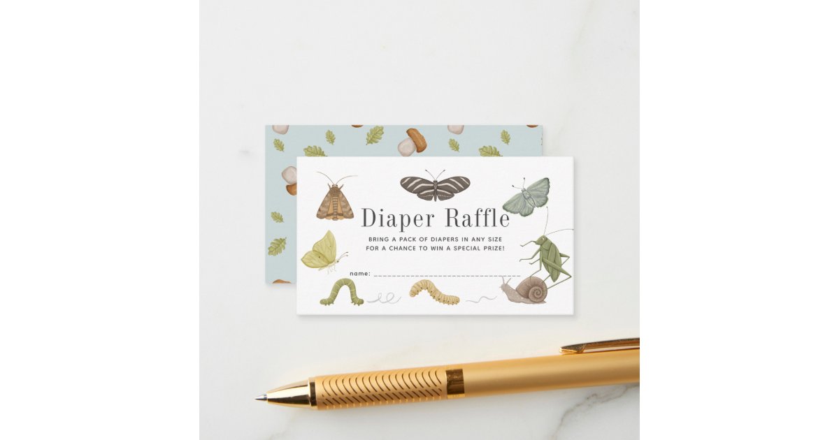 Bug Insects Baby Shower Diaper Raffle Ticket Enclosure Card | Zazzle