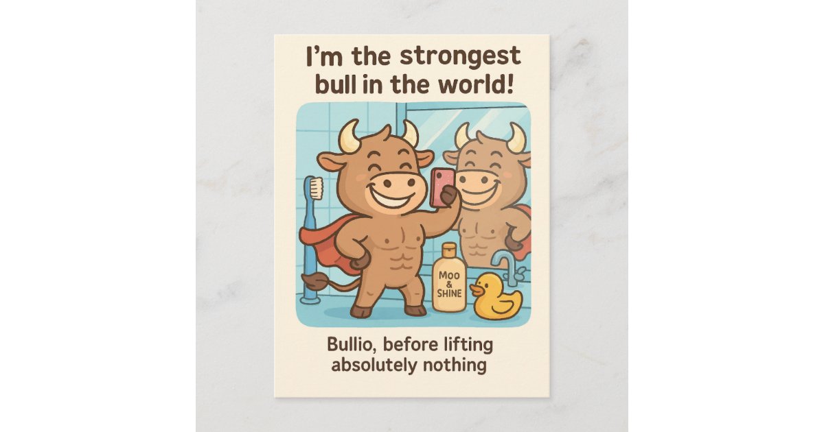 Bullio® Before Lifting – Cartoon Gym Fun Postcard | Zazzle
