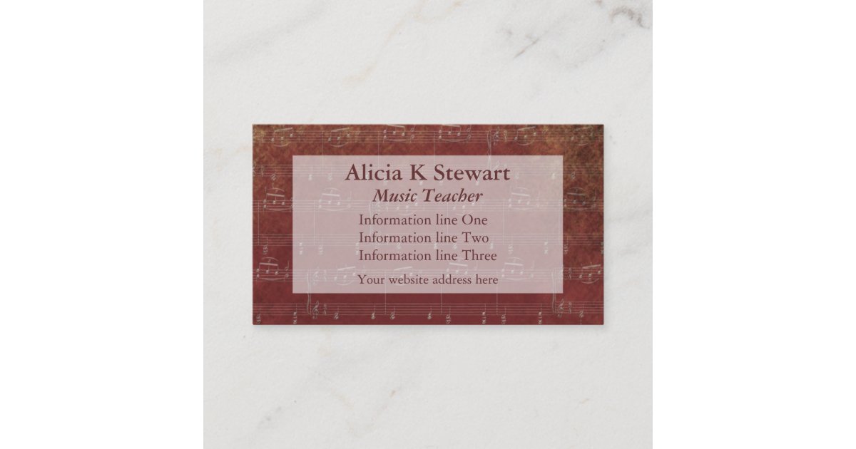 Burgundy Music Notes Business Card | Zazzle