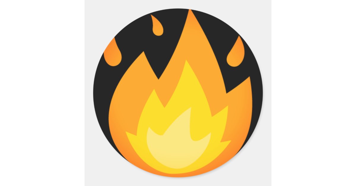 Burning Fire Emoji Classic Round Sticker | Zazzle