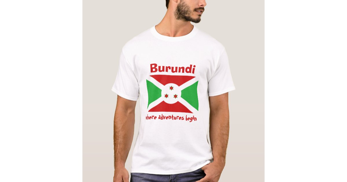 Burundi Flag + Map + Text T-Shirt | Zazzle