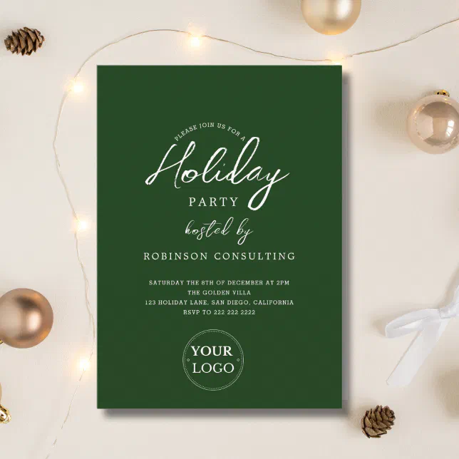 Business Logo Corporate Office Christmas Party Invitation | Zazzle