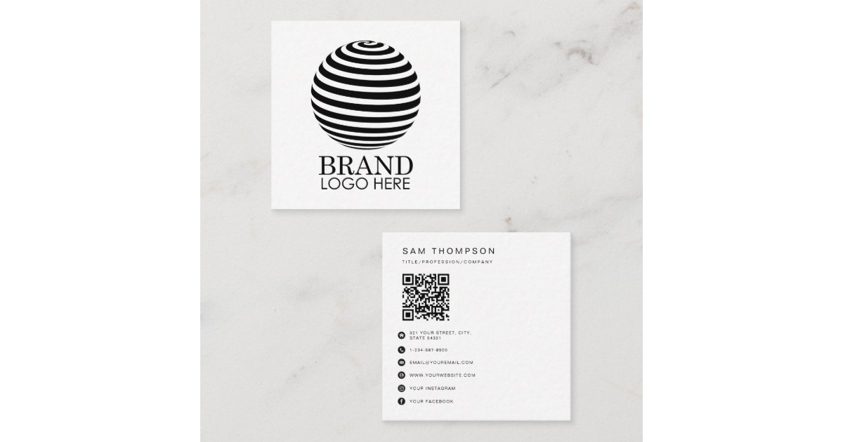 Business Logo QR Code Modern Minimalist White Calling Card | Zazzle