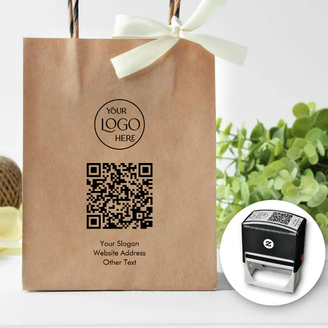 Business Logo QR Code Promotional Modern Self-inking Stamp | Zazzle