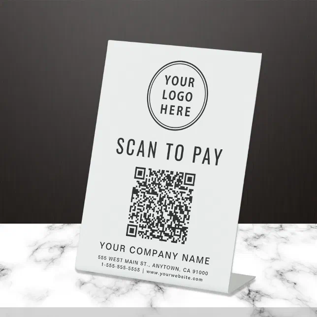 Business Logo QR Code Scan to Pay Pedestal Sign | Zazzle