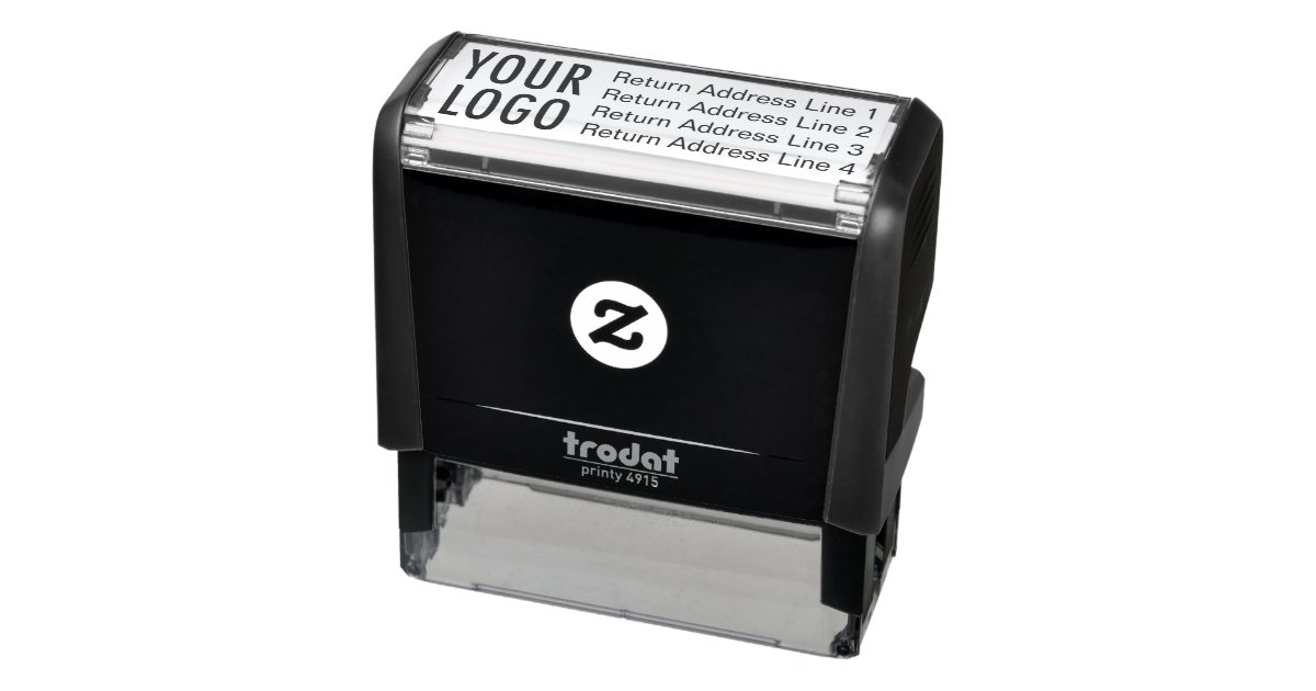 Business Return Address with Logo Custom Self-inking Stamp | Zazzle