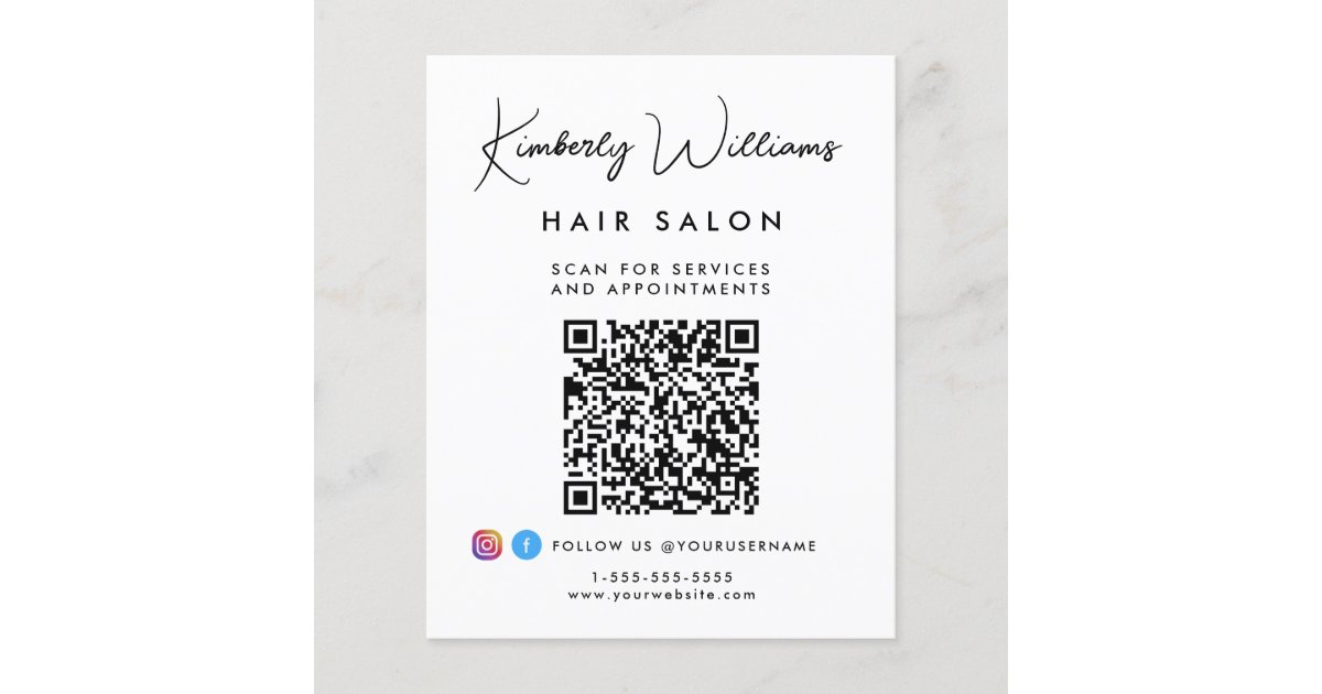 Business Signature Script QR Code Promotional Flyer | Zazzle
