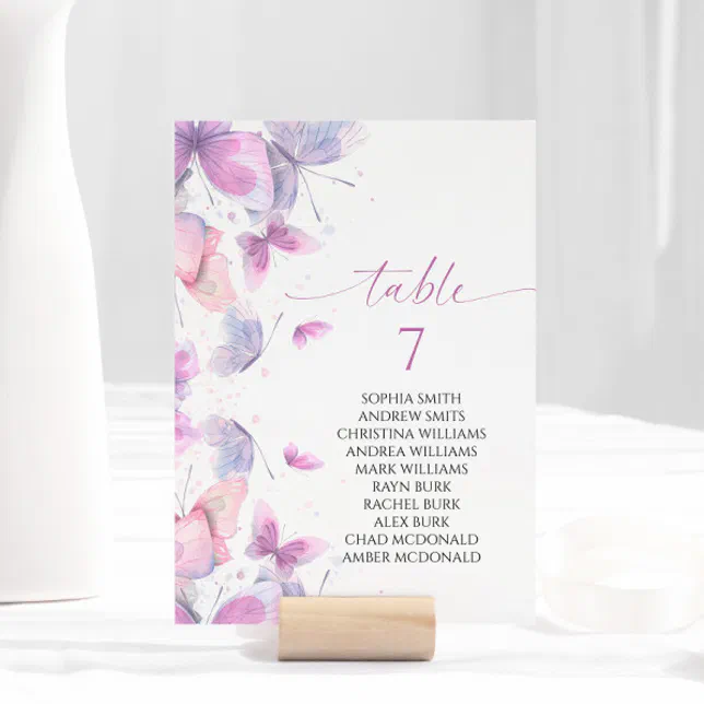 Butterflies Table Number Seating Chart Cards | Zazzle
