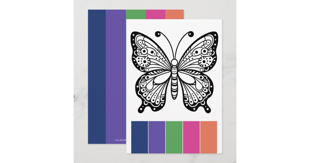 Butterfly Adult Colouring Cards and Colour Palette | Zazzle