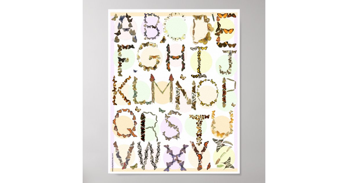 Butterfly Alphabet Poster - Kids ABC | Zazzle