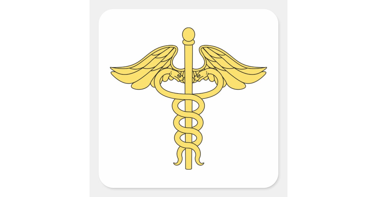 Caduceus Medical Symbol Square Sticker | Zazzle