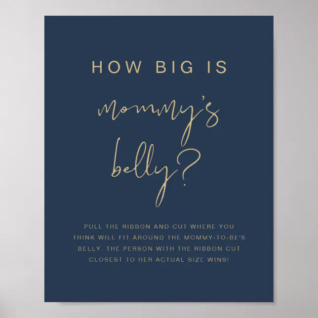 CAITLIN Navy Blue How Big is Her Belly Game Poster | Zazzle