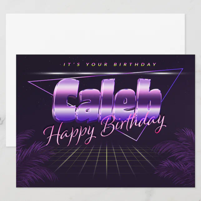 Caleb Name First Name purla retro Map Birthday Card | Zazzle