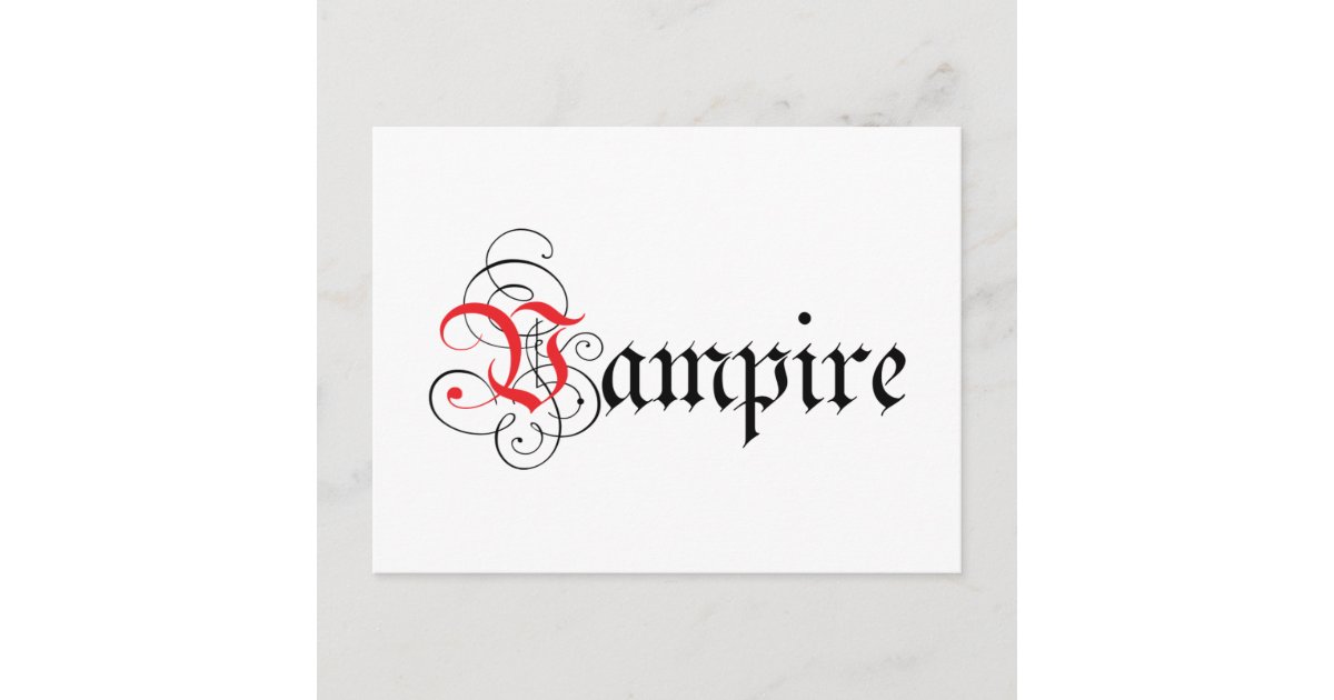 Calligraphic Vampire Postcard | Zazzle