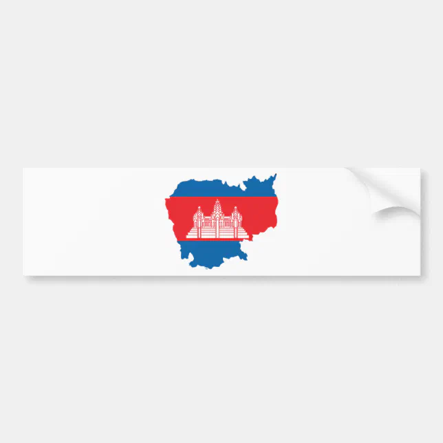 Cambodia Flag Map full size Bumper Sticker | Zazzle
