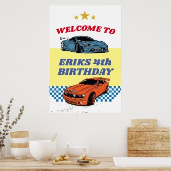 Car party welcome sign, racing party sign | Zazzle