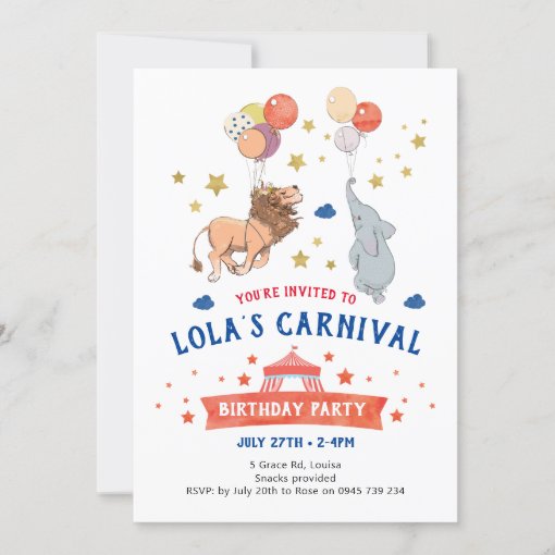 Carnival invitation, Circus party Invitation | Zazzle