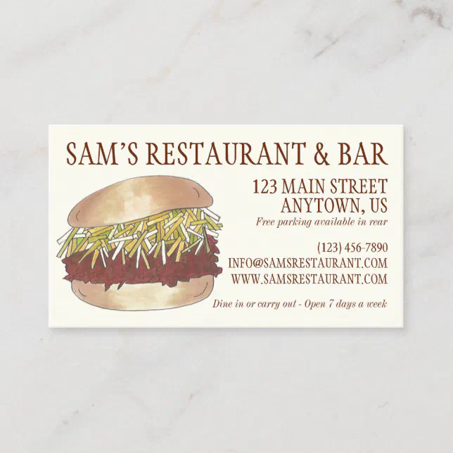 Carolina BBQ Pulled Pork Barbecue Sandwich Chef Business Card | Zazzle