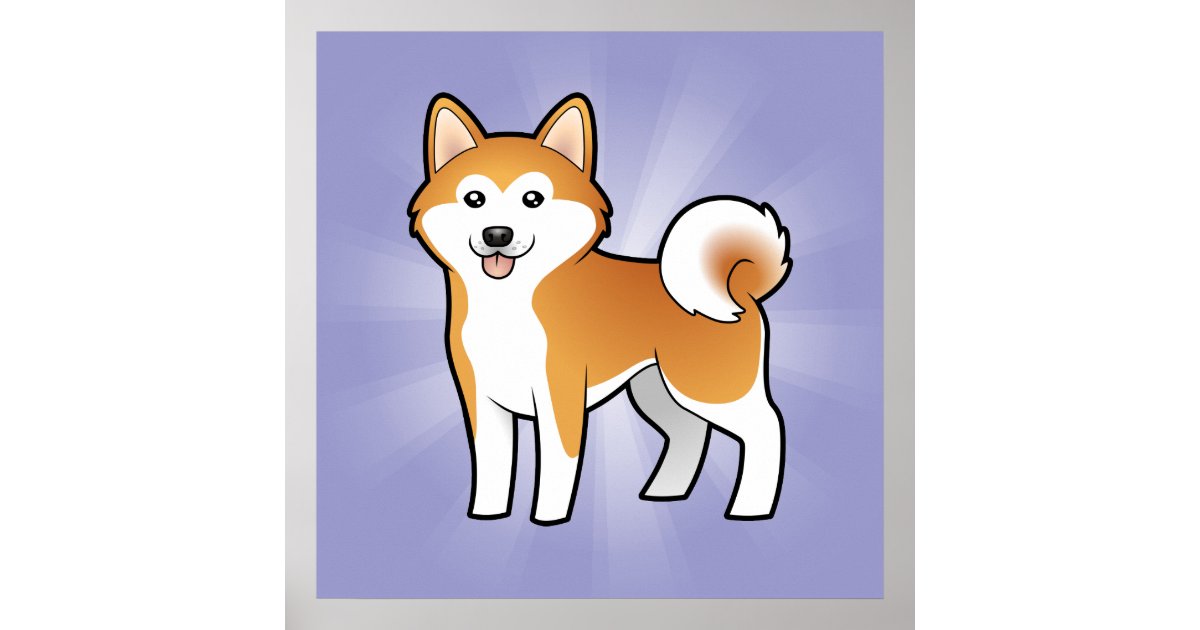 Cartoon Akita Inu / Shiba Inu Poster | Zazzle