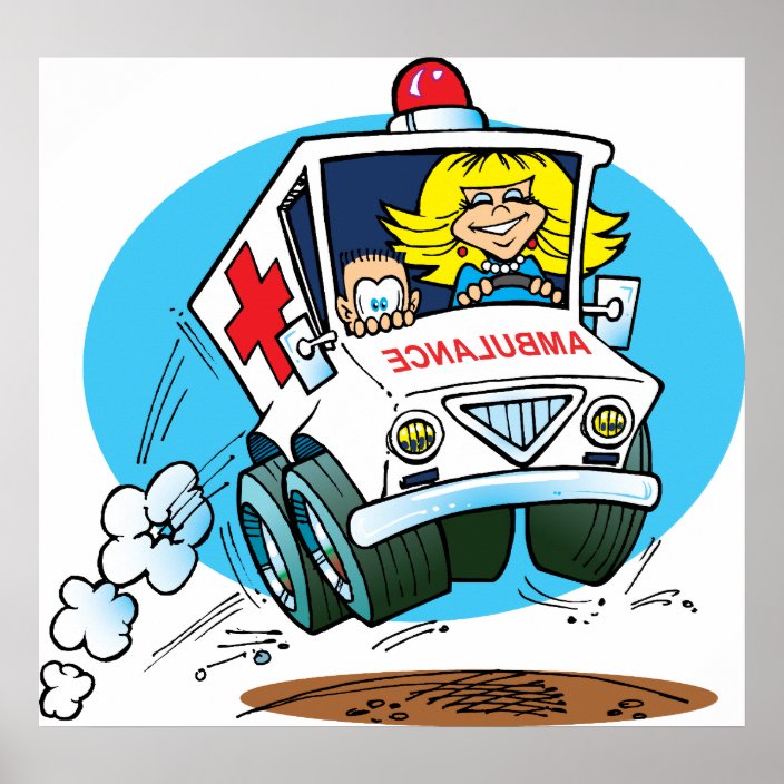 Cartoon Ambulance Poster | Zazzle.com.au